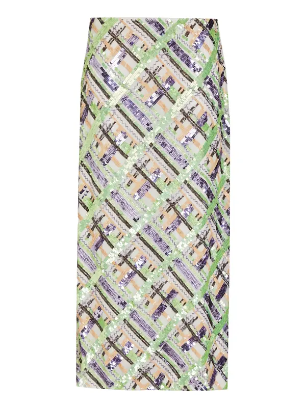 Veronica Beard Brent Embellished Georgette Midi Skirt - Violet