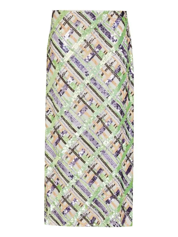Veronica Beard Brent Embellished Georgette Midi Skirt - Violet