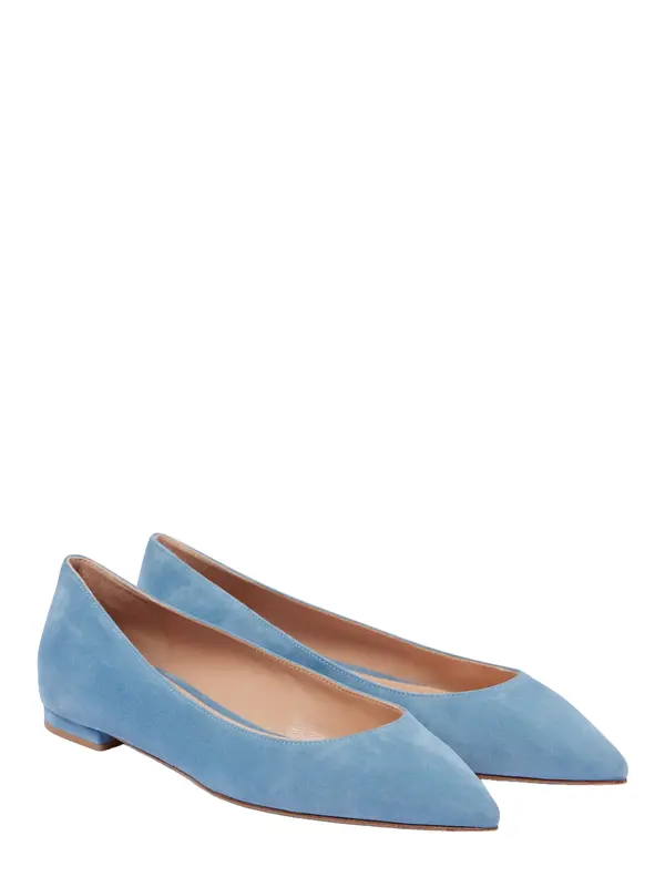GIANVITO ROSSI Suede Ballerina Flats - Blue