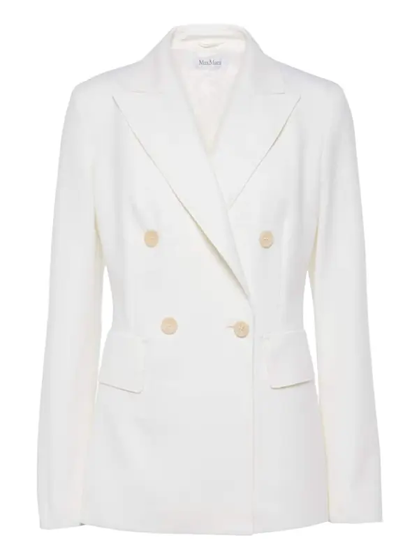 Max Mara Osanna Virgin Wool Gabardine Blazer - White