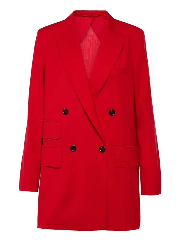 Max Mara Nebbie Virgin Wool Blazer - Red