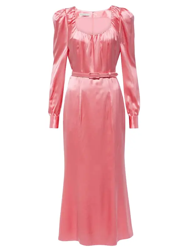Alessandra Rich Silk Satin Midi Dress - Pink