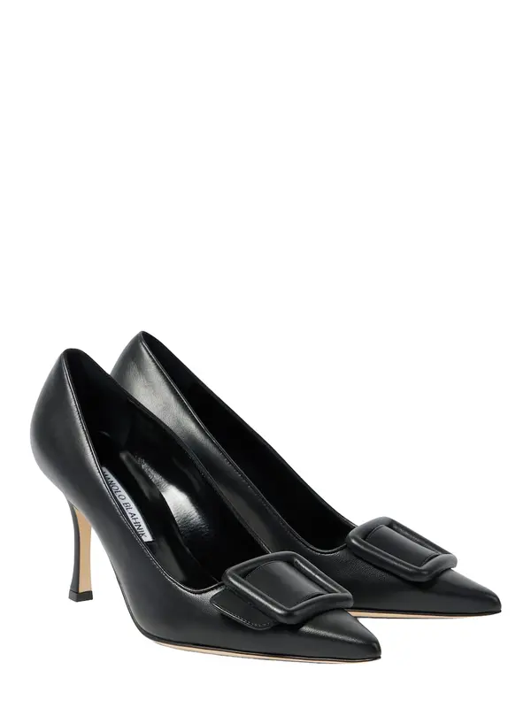 Manolo Blahnik Maysale 70 Leather Pumps - Black