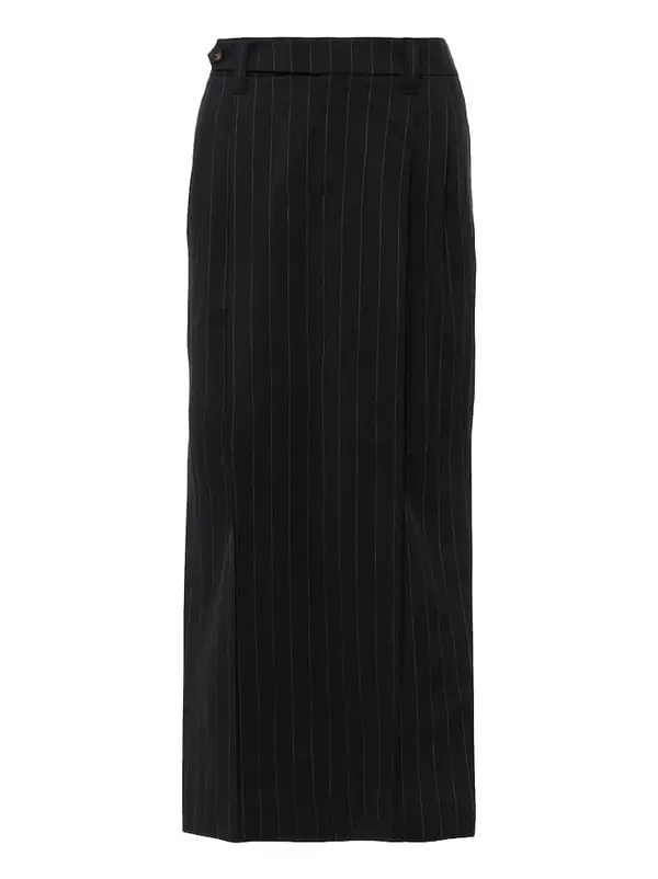 Brunello Cucinelli Pinstripe Midi Skirt - Black