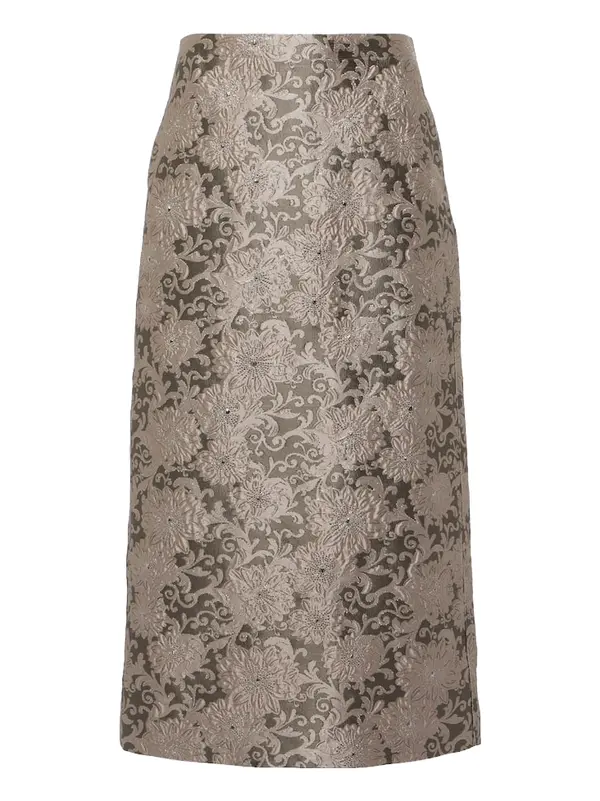 Max Mara Diletta Jacquard Midi Skirt - Grey