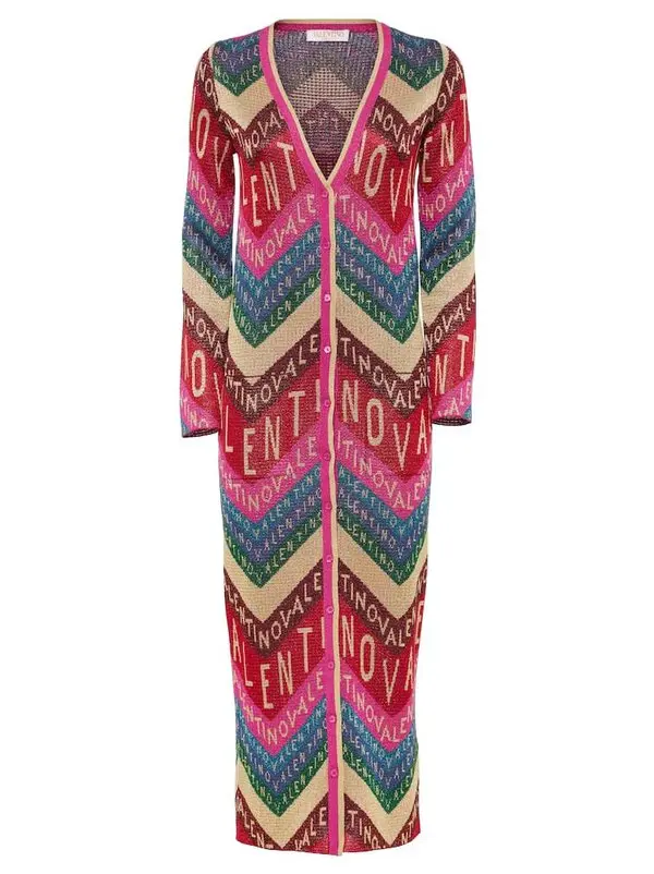 Valentino Garavani Logo Knitted Jacquard Midi Dress - Multicoloured