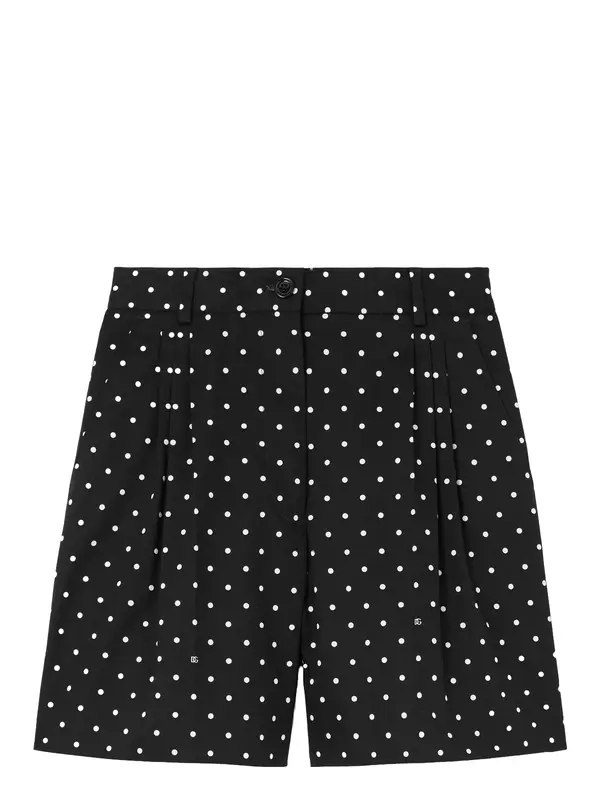 Dolce & Gabbana Pleated Polka-dot Twill Shorts - Black