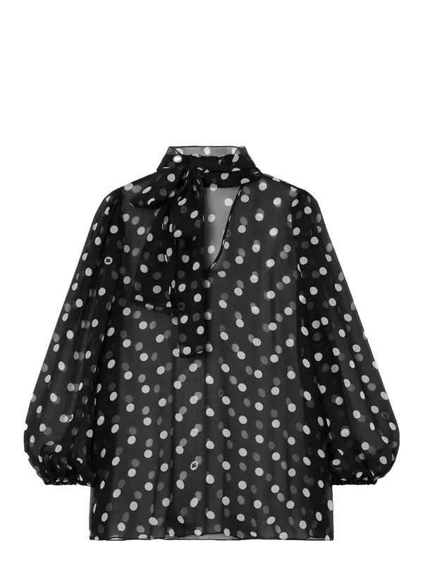 Dolce & Gabbana Pussy-bow Polka-dot Blouse - Black