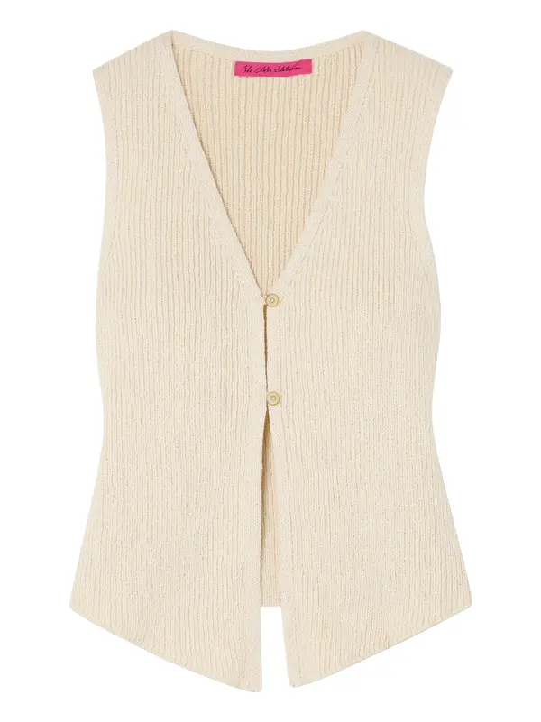 THE ELDER STATESMAN Nora Knitted Vest - Yellow