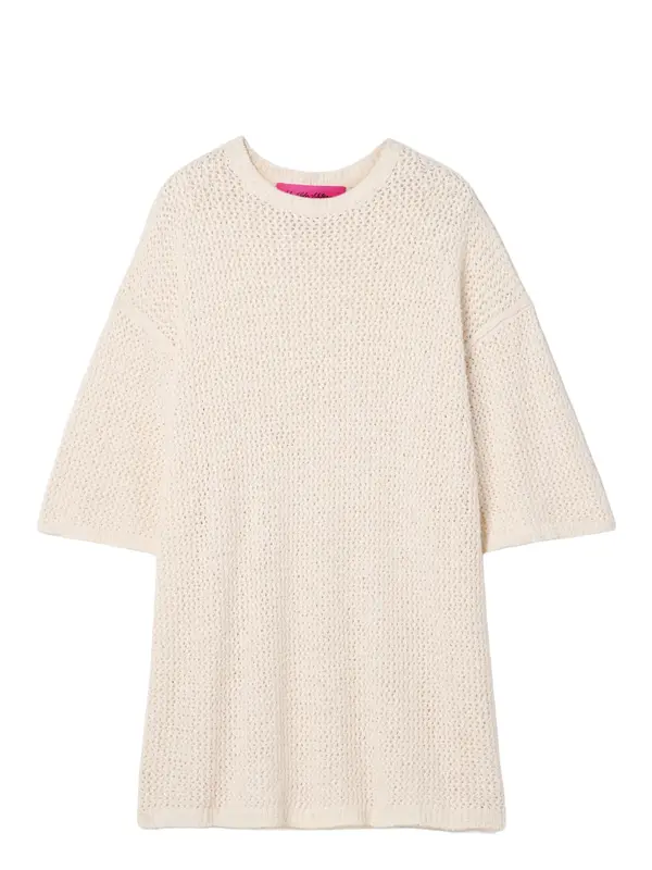 THE ELDER STATESMAN Selerino Oversized Open-knit T-shirt - Off-white