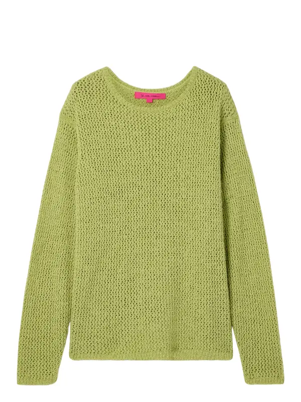 THE ELDER STATESMAN Selerino Open-knit Mulberry Silk Sweater - Green