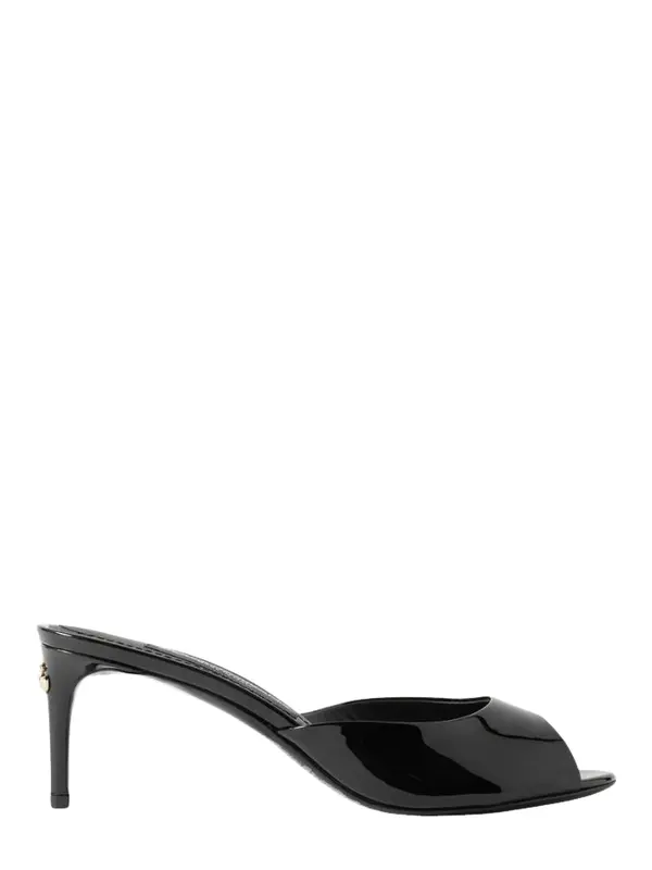 Dolce & Gabbana Embellished Patent-leather Mules - Black