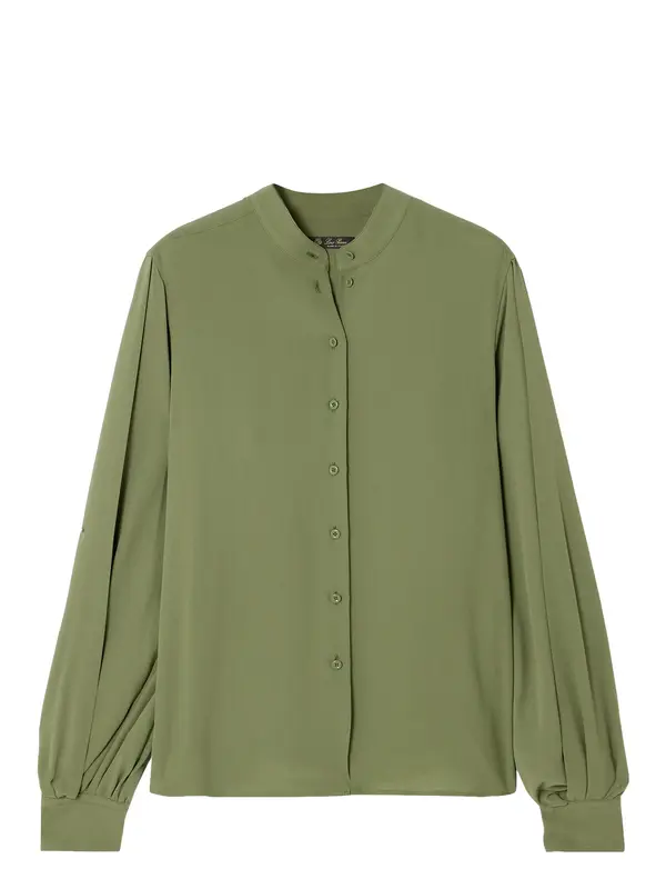 Loro Piana Sheryl Silk-crepe Blouse - Green