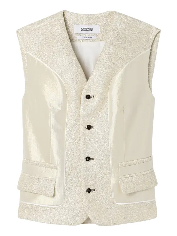 Christopher John Rogers Belted Paneled Vest - Neutrals