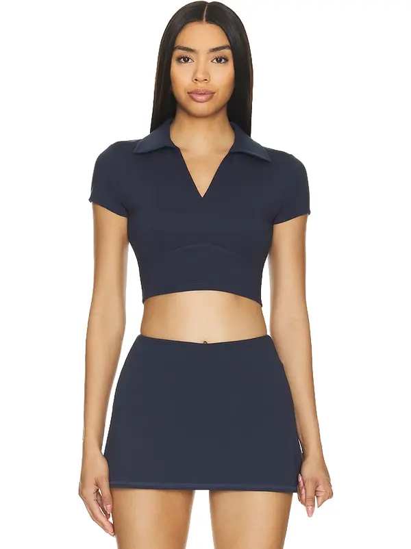 WELLBEING + BEINGWELL Movewell Frankie Polo Top - Academy Navy