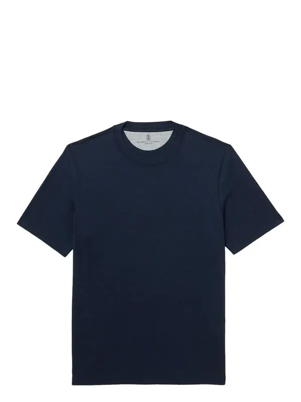Brunello Cucinelli Silk And Cotton-blend Jersey T-shirt - Blue