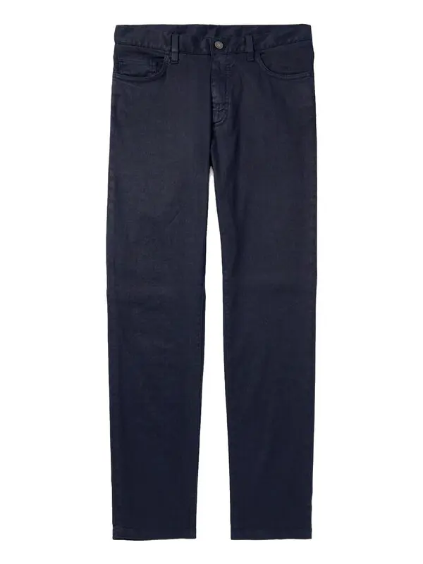 Zegna Roccia Slim-fit Straight-leg Trousers - Blue