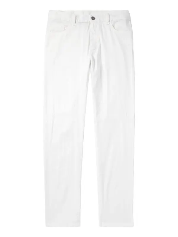 Zegna Roccia Slim-fit Straight-leg Trousers - White