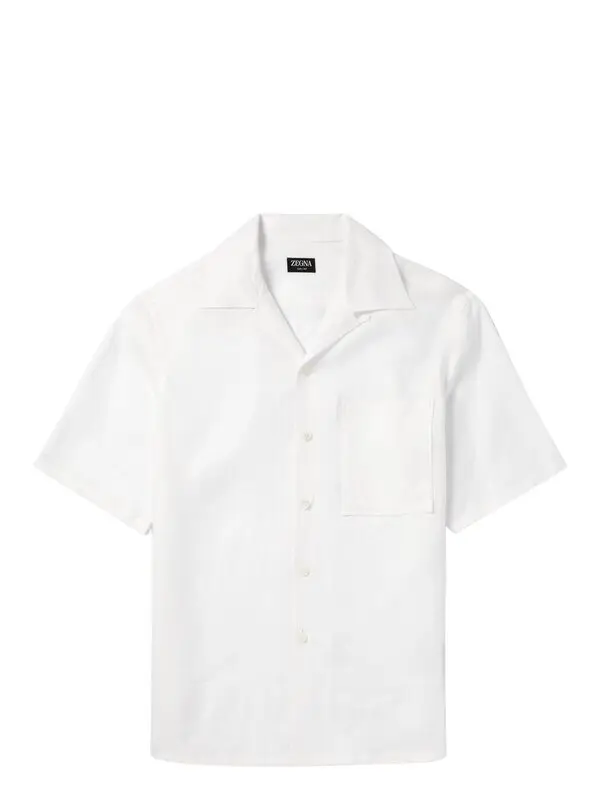 Zegna Camp-collar Oasi Linen Shirt - White