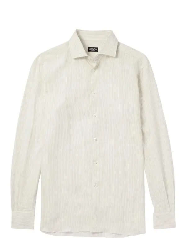 Zegna Striped Oasi Linen Shirt - Neutrals