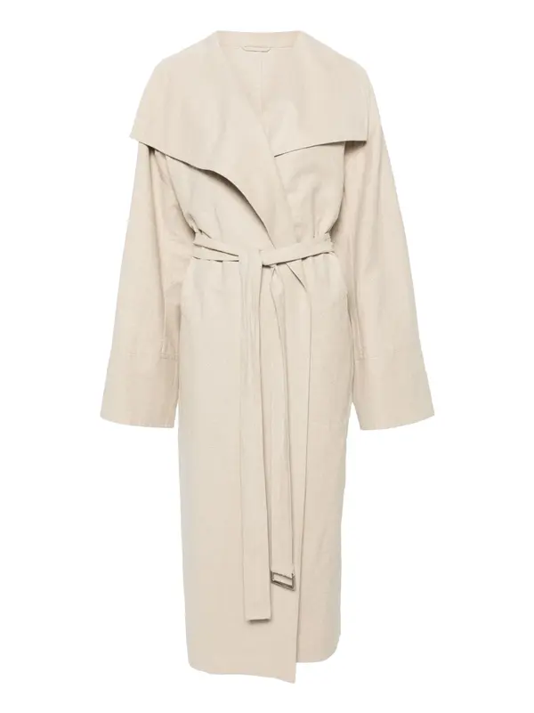 TOTEME Signature Linen-blend Midi Coat - Neutrals