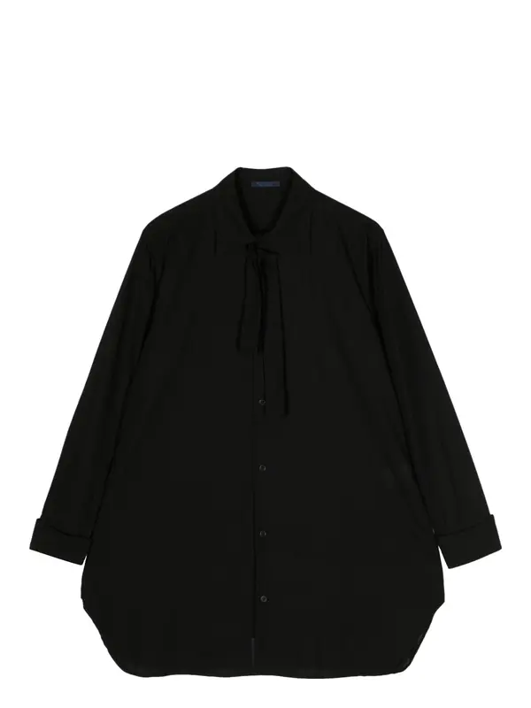Yohji Yamamoto Pussy-bow Cotton Shirt - Black
