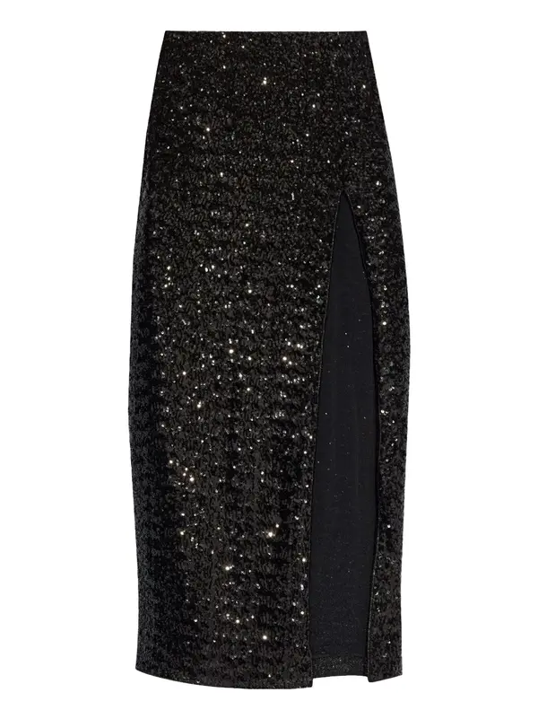 Oseree Sequin-embellished Midi Skirt - Black