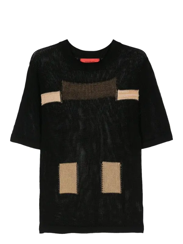Eckhaus Latta Open-knit Colour-block Jumper - Black