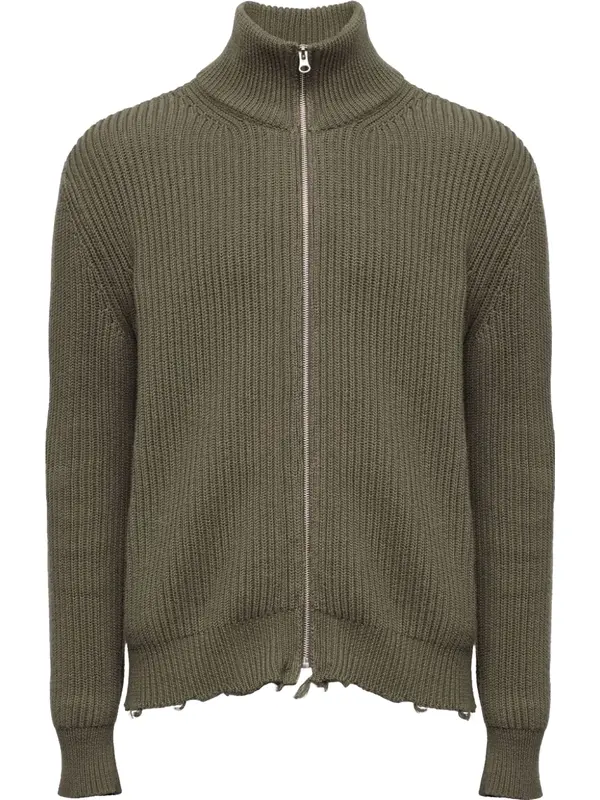 MAISON MARGIELA Ribbed Zip-up Jacket - Green