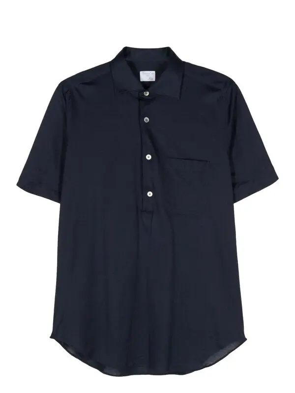 FINAMORE 1925 Cotton Short-sleeved Shirt - Blue