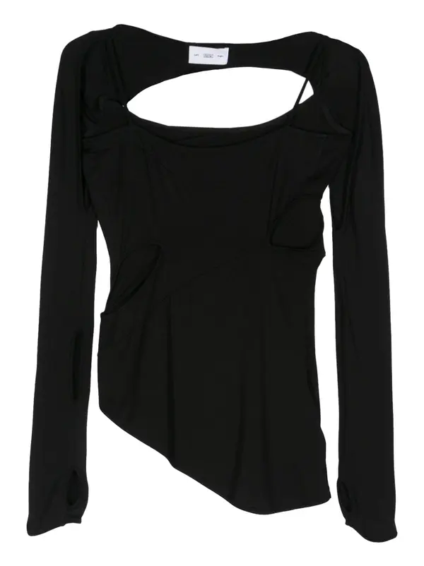 POST ARCHIVE FACTION Cut-out Detail Asymmetric Top - Black