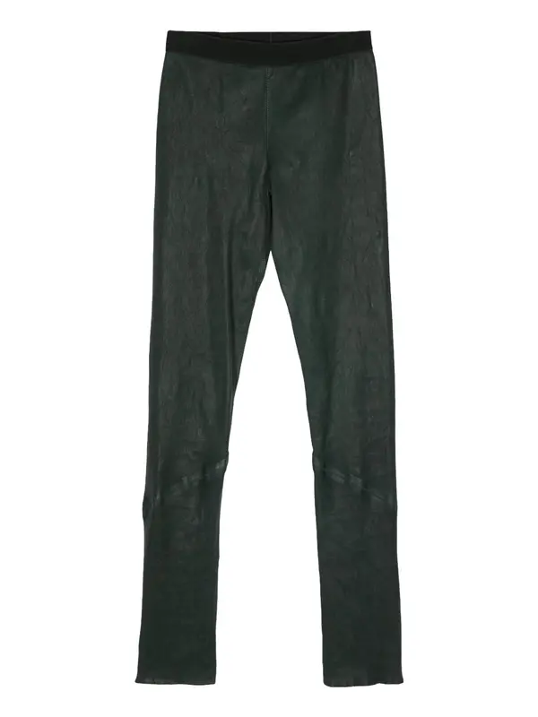ISAAC SELLAM EXPERIENCE Leather Skinny Trousers - Green