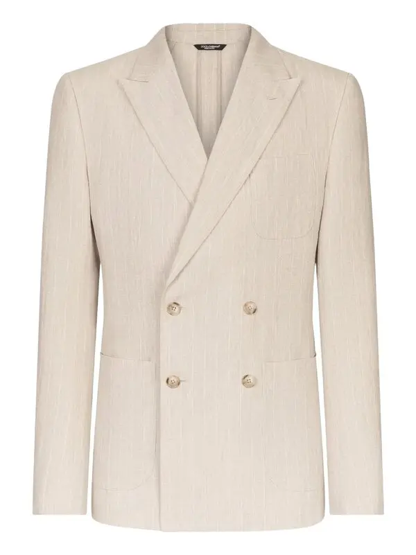 Dolce & Gabbana Pinstriped Linen Blazer - Neutrals