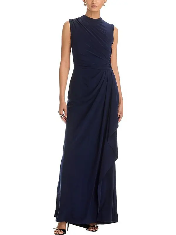 Aqua Draped Gown Exclusive - Navy