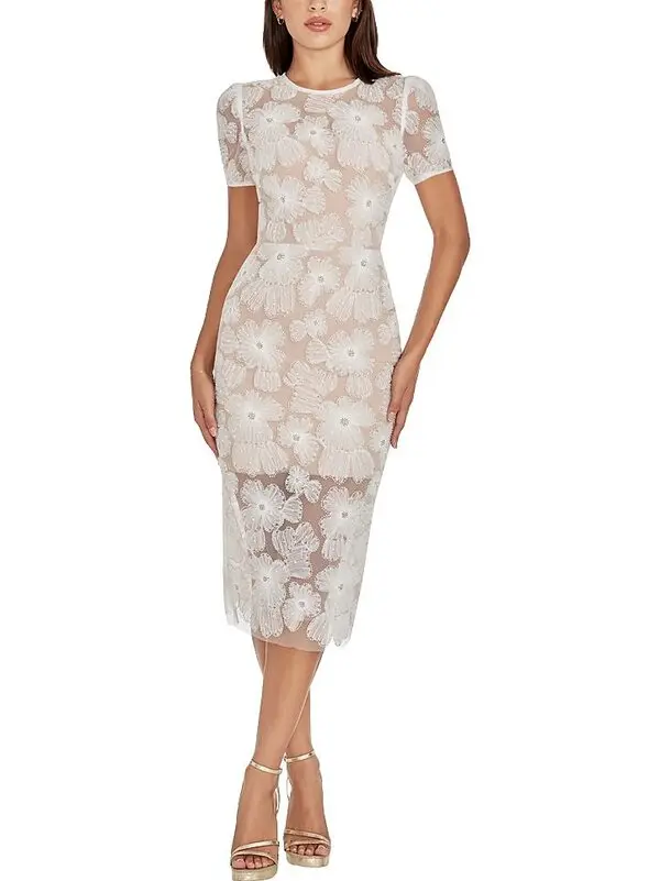 Dress The Population Lia Beaded Dress - White-nude