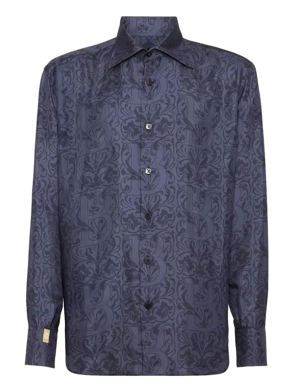 BILLIONAIRE Monogram Silk Shirt - Blue