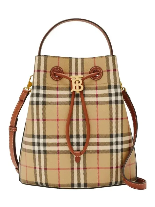 Burberry Small Tb Leather Bucket Bag - Neutrals
