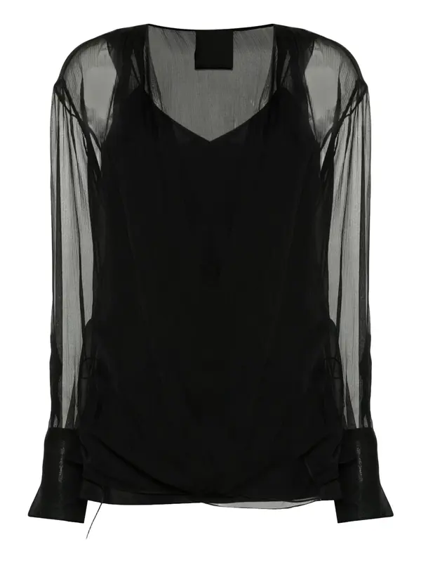 Givenchy Long-sleeve Wrap Blouse - Black