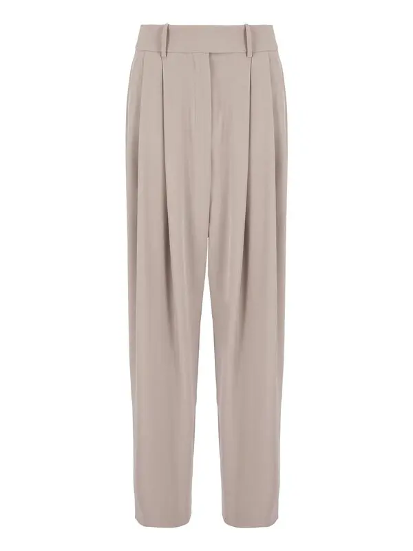 Giorgio Armani Washed Silk Two-pleat Trousers - Beige