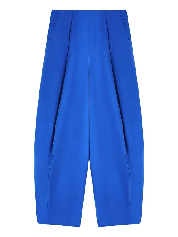 Giorgio Armani Washed Silk Wide Leg Trousers - Blue