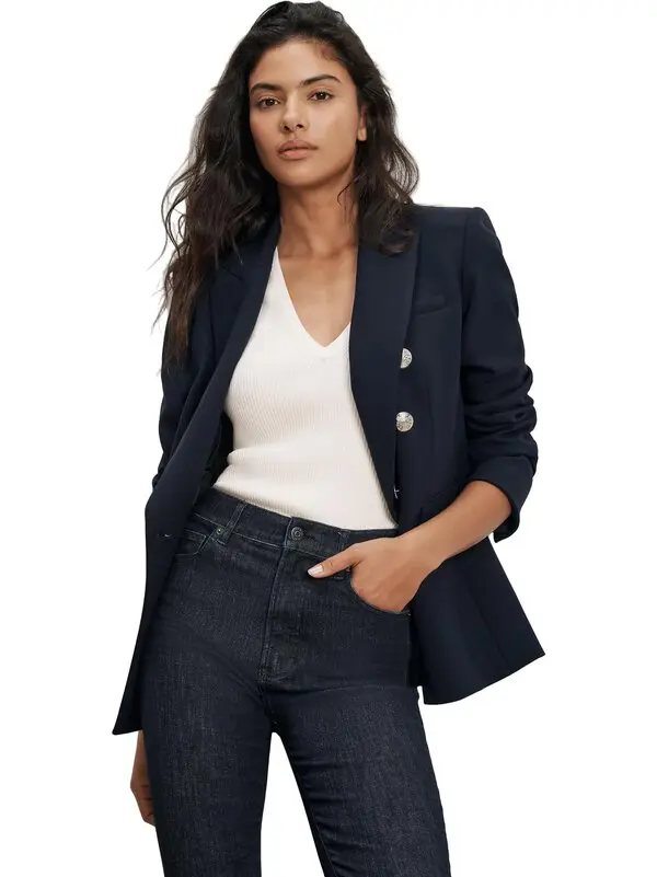 Veronica Beard Miller Dickey Jacket Navy Silver - Navy/silver