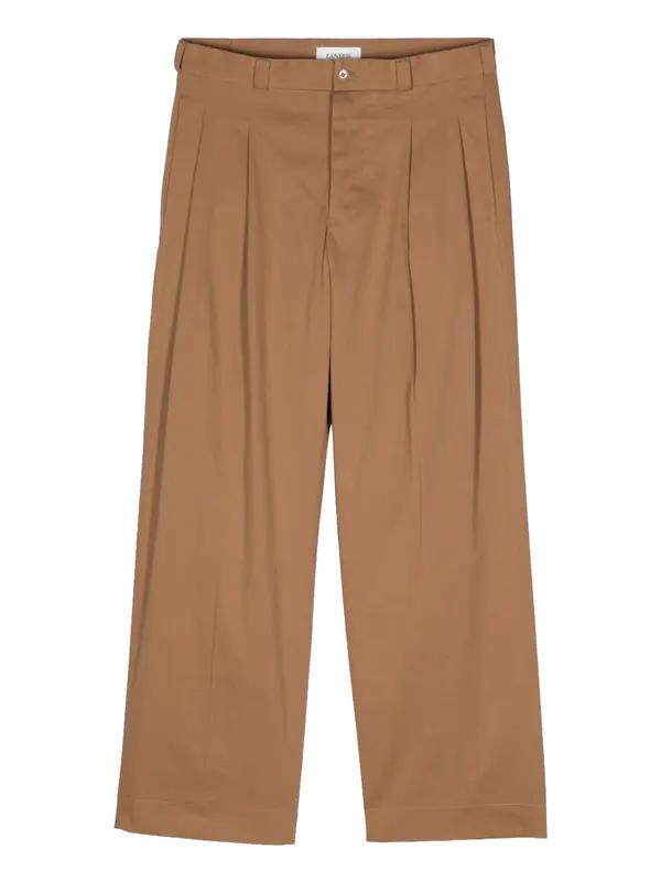 LANEUS Pleat-detailed Trousers - Brown