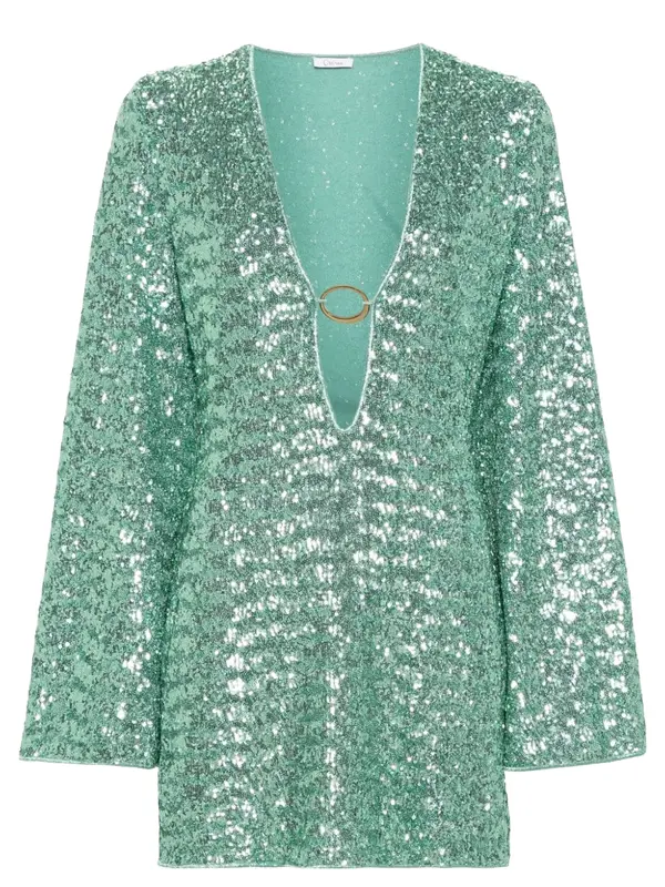 Oseree Sequinned Mini Dress - Green