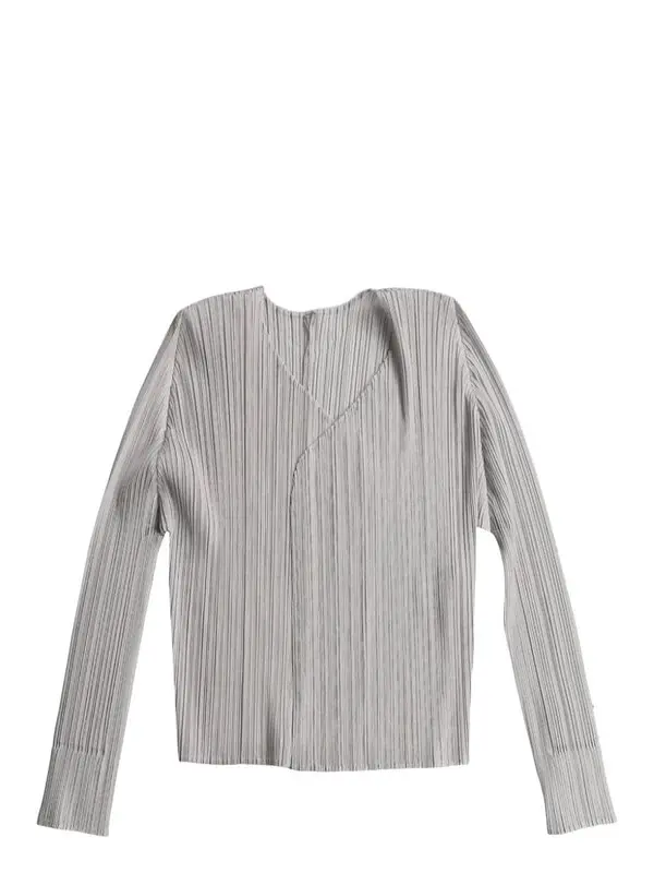 Issey Miyake V-neck Pleated Jacket - Grey