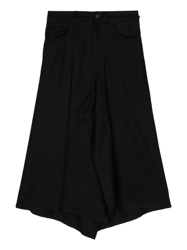 Yohji Yamamoto Asymmetric-hem Midi Skirt - Black