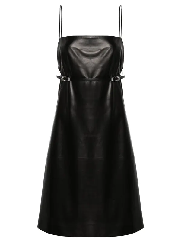 Givenchy Belted Leather Mini Dress - Black