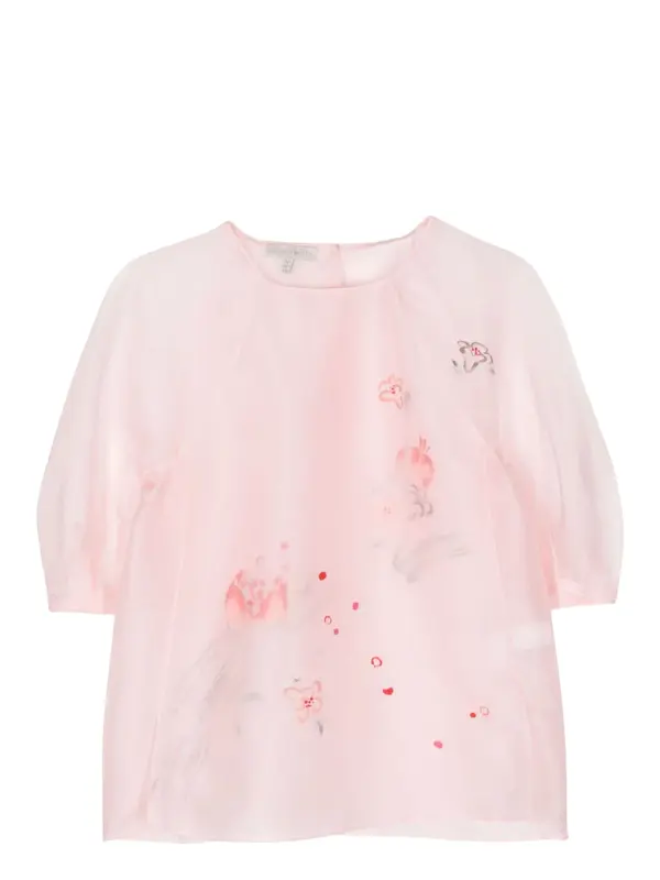 Shiatzy Chen Floral-print Organza Blouse - Pink