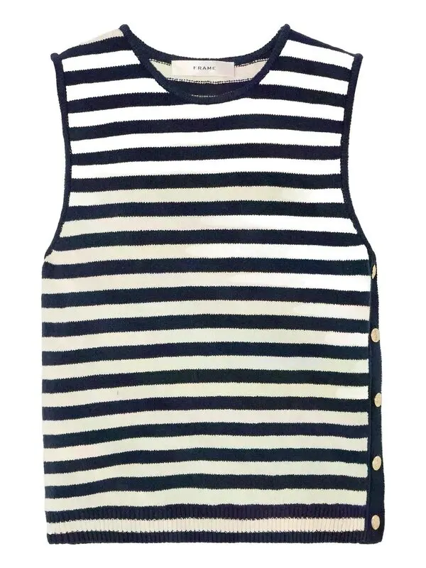 FRAME Mariner Striped Cotton-blend Terry Tank - Blue