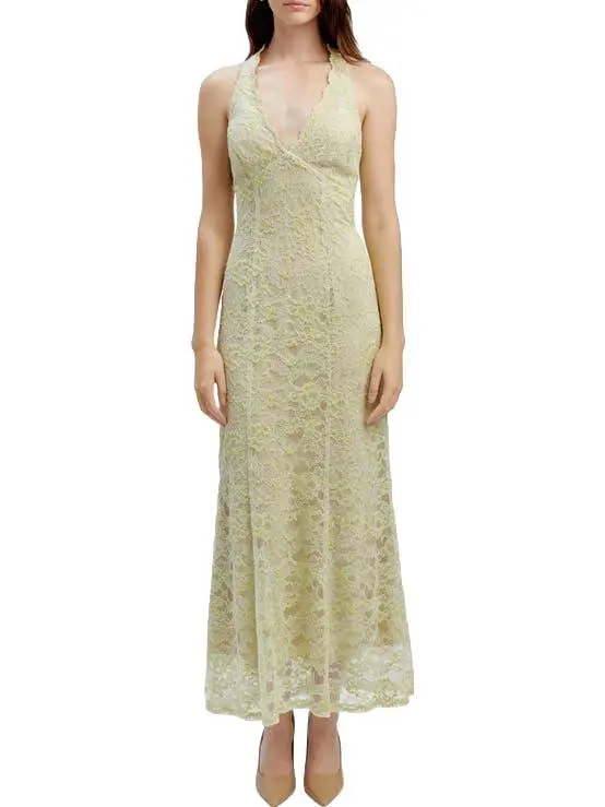 Bardot Evana Lace Midi Dress - Pale Khaki