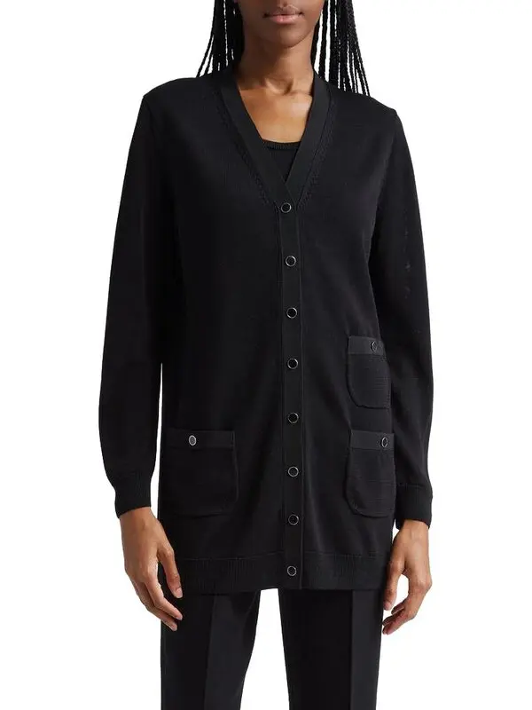 Lafayette 148 New York Three-pocket Long Cardigan - Black